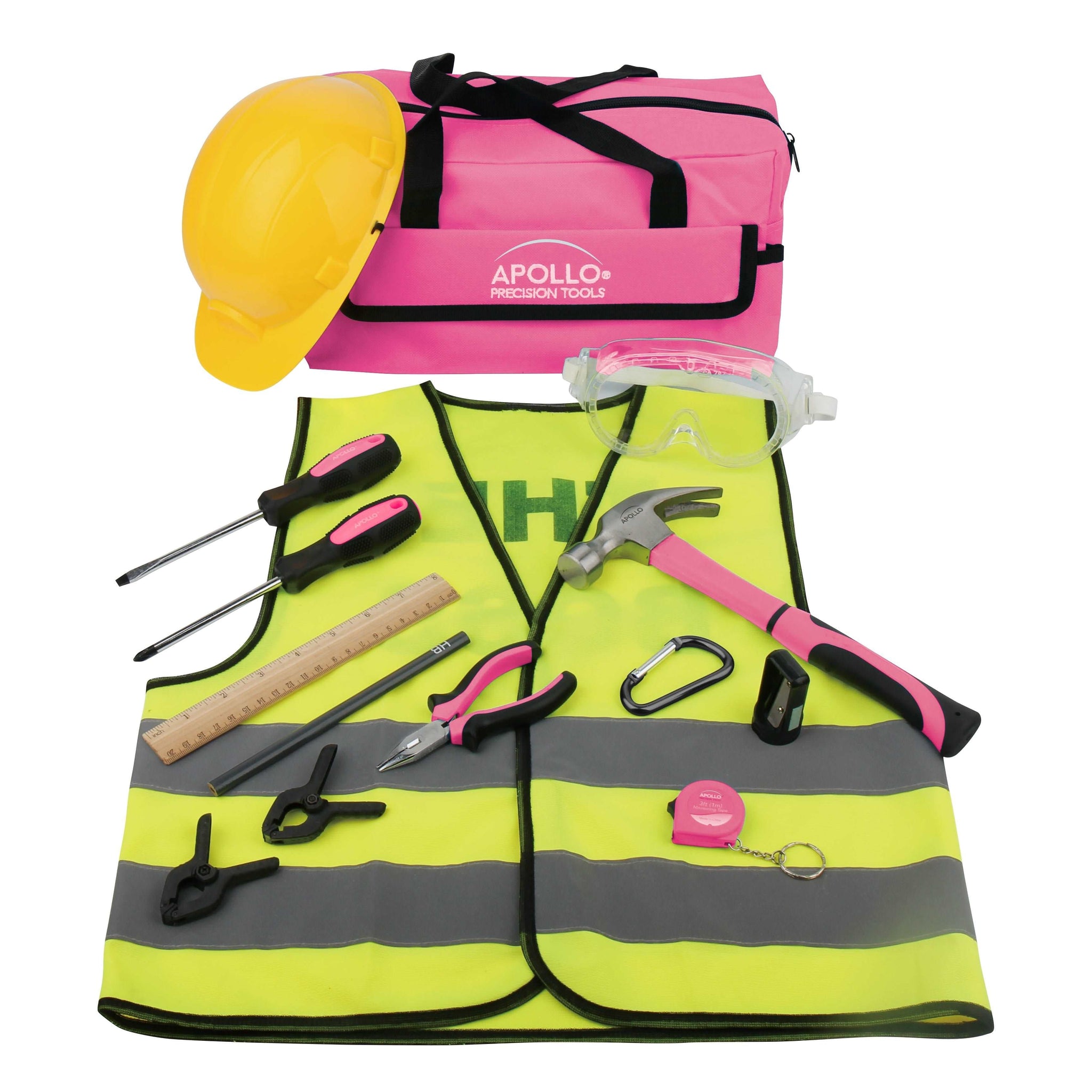 14 Piece My First Tool Kit Educational Tool Set with Pink Tool Bag, Re ...