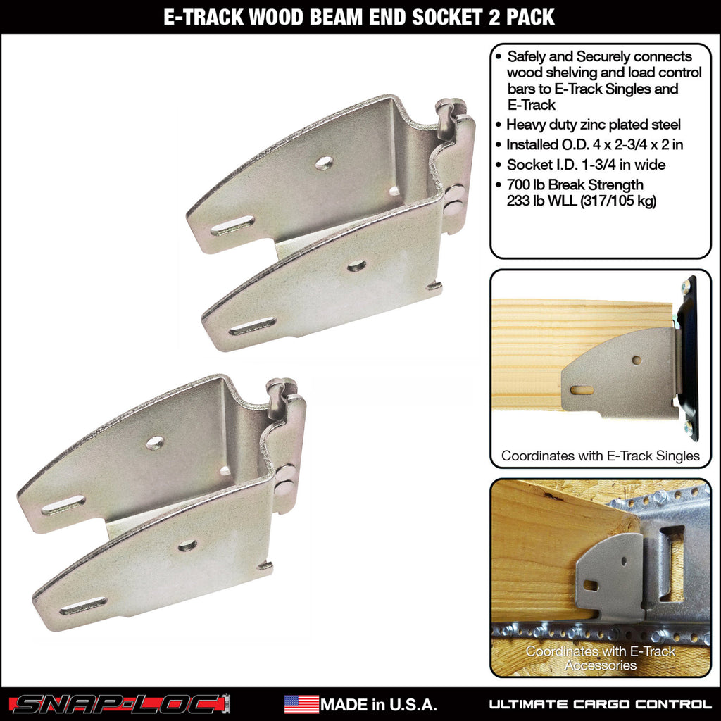 SNAP-LOC E-Track Wood Beam End Socket 2-Pack, Logistic Tie-Down for Pi ...
