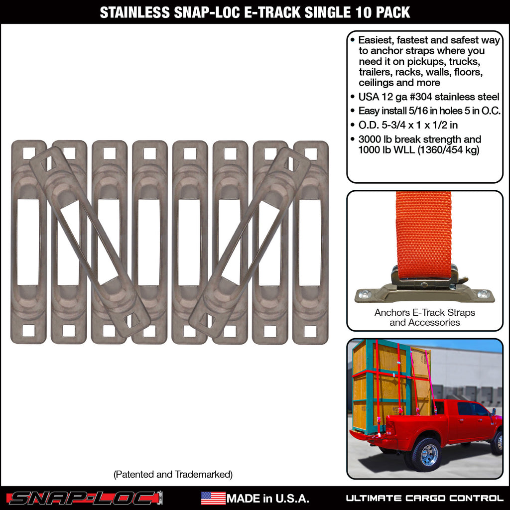 Stainless SNAP-LOC E-Track Single Strap Anchor 10-Pack – SNAP-LOC CARGO ...